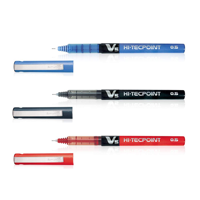 Pilot V5 Roller Pen – 1Blue + 1Black + 1Red – Imperial Stationery Mart