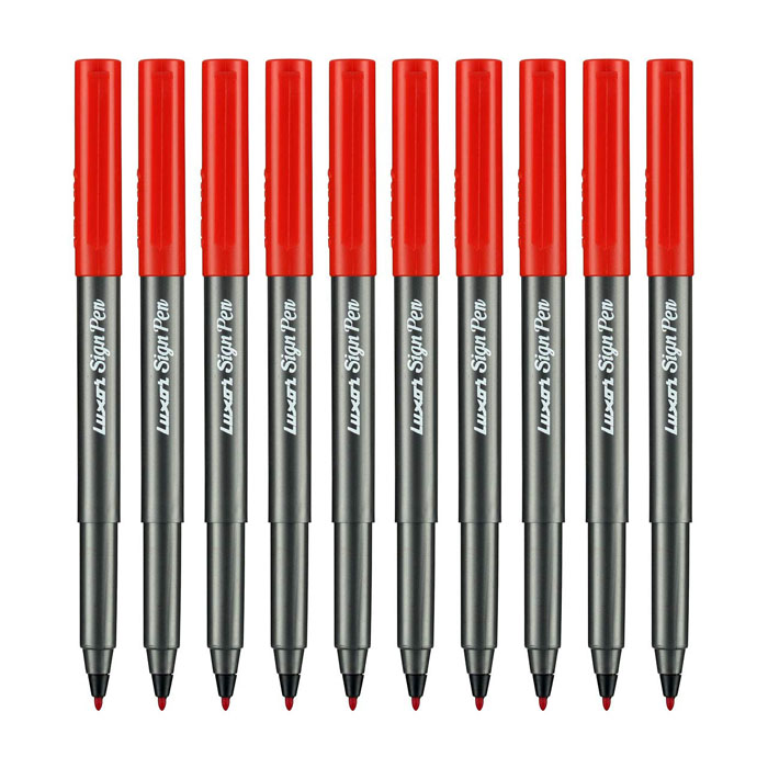 Luxor Sign Pen Red 1 X 10 Unit Box Imperial Stationery Mart luxor-sign-pen-red-1-x-10-unit-box-imperial-stationery-mart