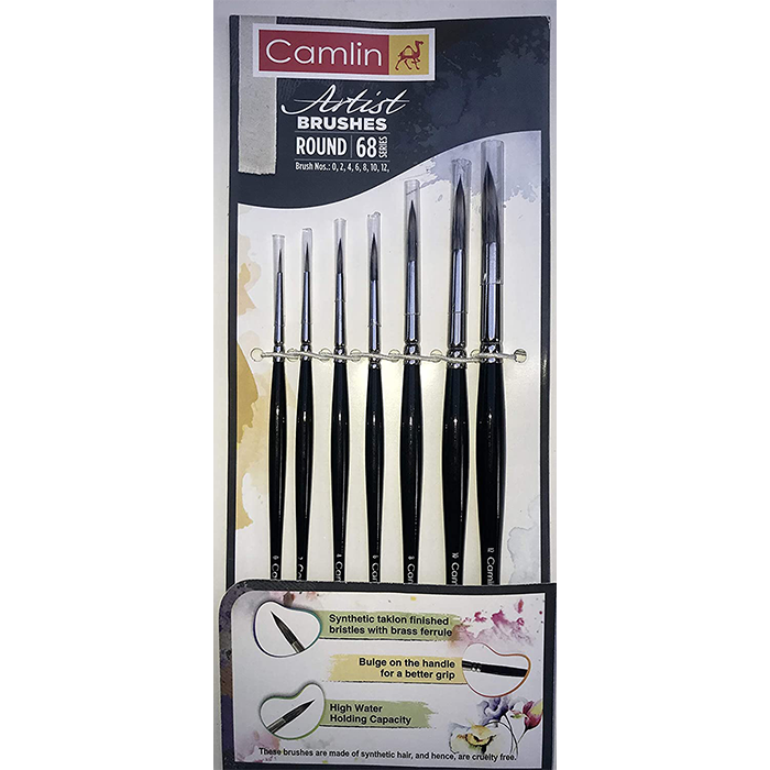 Camlin 66 No. Round Synthetic Brush (Set Of 7) – IMPERIAL STATIONERY MART